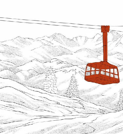 Papier peint La Plagne télécabine rouge - Muralconcept