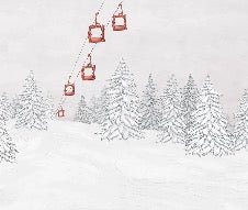 Papier peint montagne télécabine rouge - Muralconcept