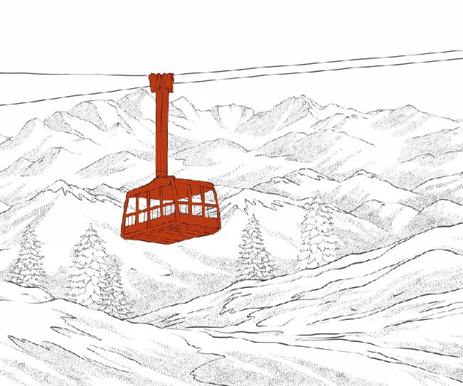 Papier peint La Plagne télécabine rouge - Muralconcept