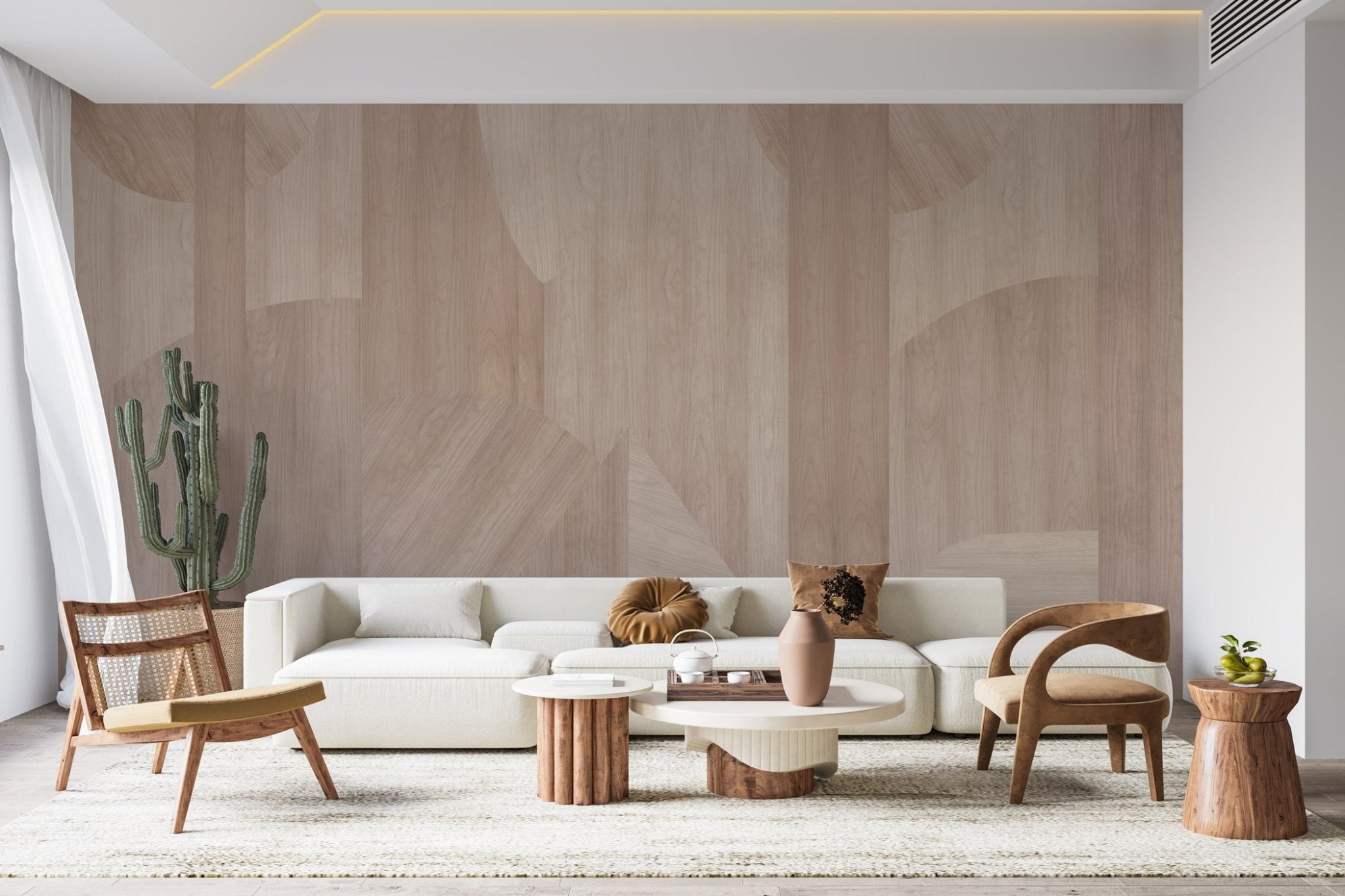 Papier peint panneau bois géométrique - Muralconcept